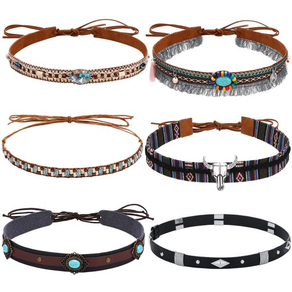 商品名:  6 Pcs Cowboy Hat Band Replacement Handmade Ethnic Western Hat Belts Adjustable Hat Bands for Cowboy Hats Head Hat ...