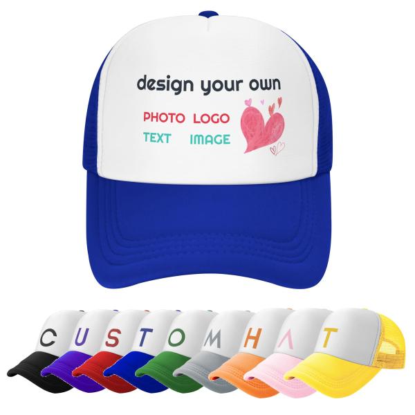 商品名:  Dargr Custom Trucker Hats Design Your Own for Men and Women Use Logo Photo Text from Phone Support Group Buy Blueブ...