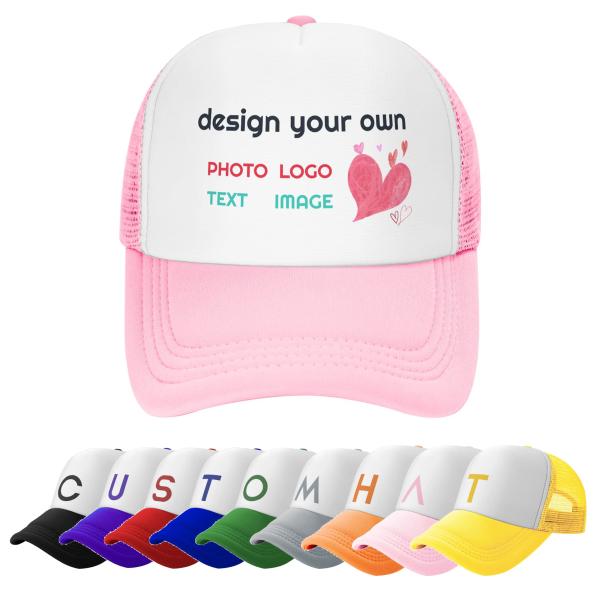 商品名:  Dargr Custom Trucker Hats Design Your Own for Men and Women Use Logo Photo Text from Phone Support Group Buy Pinkブ...