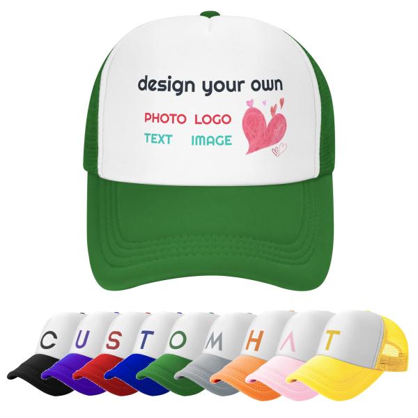 商品名:  Dargr Custom Trucker Hats Design Your Own for Men and Women Use Logo Photo Text from Phone Support Group Buy Green...