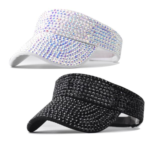 商品名:  Peicees 2 Pack Shiny Rhinestone Sun Visors for Women Girls Mens Sports Sun Cap for Beach Running tennis golf festi...