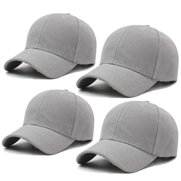 商品名:  4 Pack Grey Mens Womens Baseball Caps, Light Breathable Adjustable Low-Profile Plain Caps Trucker Hatsブランド: Generi...