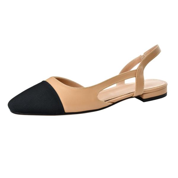 商品名:  Debaishi Slingback Flat Pumps for Women,Chunky Heels Round Toe Two Toned Casual Slingback Sandals Fashion Dress Lo...