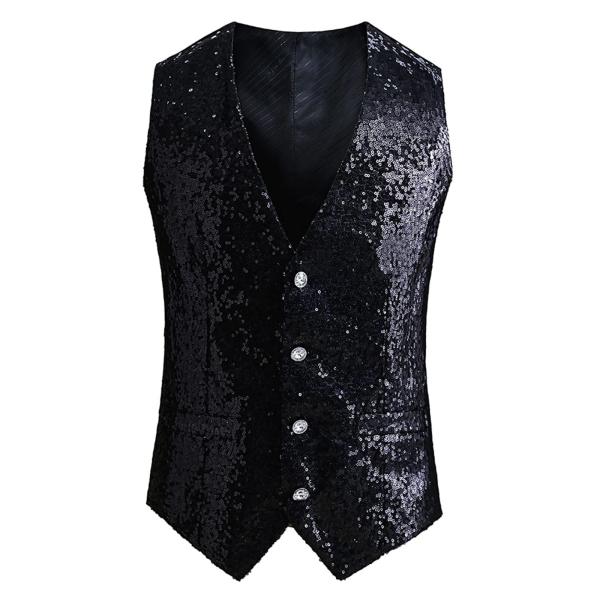 商品名:  DAZLOR Men's Shiny Sequin Vest Regular Slim Fit V-Neck Shiny Party Nightclub Stylish Casual Dress Suit Waistcoat B...