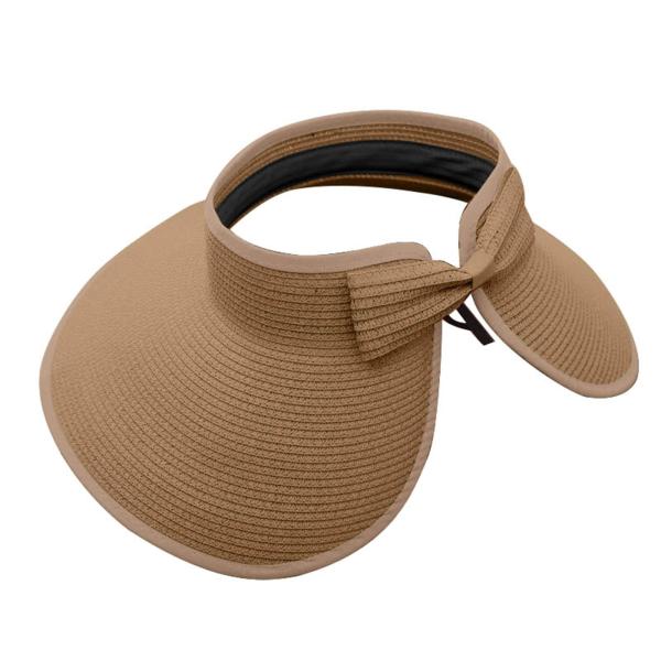 商品名:  Women’s Wide Brim Bowknot Travel Beach Hat Summer Sun Straw Visor Adjustable Packable Foldable Roll-Up Ponytail Ca...