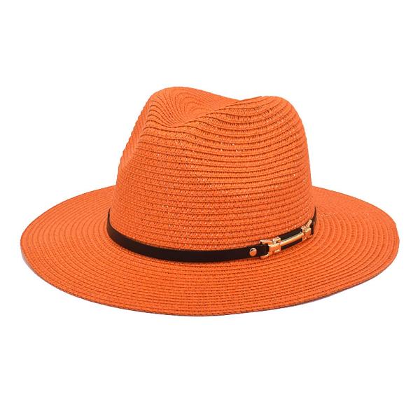 商品名:  Big Brim Straw Hat Panama Jazz Hat Fedora Ladies Beach Travel Sun Hat Fisherman Hat Coneflower Funny (Orange, One ...