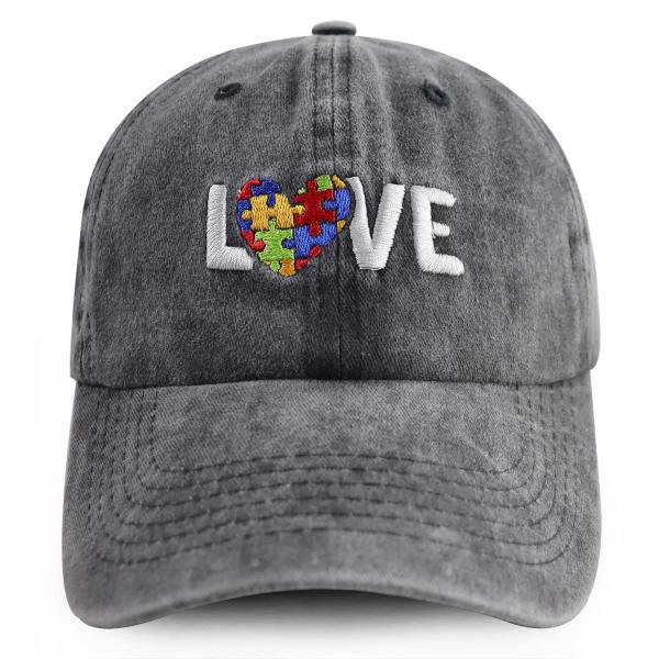 商品名:  Autism Gifts for Mom, Proud Autism Mom Hat, Adjustable Washed Cotton Embroidered Puzzle Graphic Love Heart Autisti...