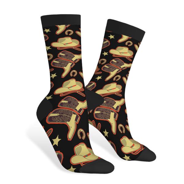 商品名: AOYEGO ホワイト デイジー ファニーソックス フラワープリント カモミール ノベルティ カジュアル クルーソックス コントラストカラー デザイン レディース メンズ ギフト, カウボーイ。, One Size AOYEGO ...