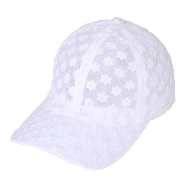 商品名:  boderier Lace Baseball Cap Floral Embroidered Baseball Hats Adjustable Snapback Mesh Trucker Sun Hat for Women (Wh...