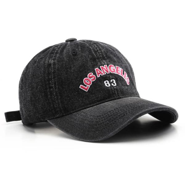 商品名: VPTMRP ロサンゼルス刺繍野球帽 ウォッシュドデニムキャップ, ブラック, Medium-Large VPTMRP Los Angeles Embroidered Baseball Cap Washed Denim Cap (...