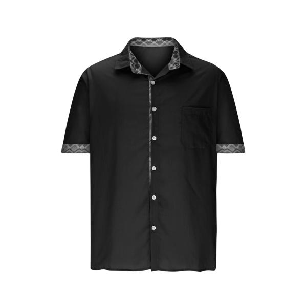 商品名:  Contrast Color Shirts for Men Casual Button Down Shirt Summer Tops Short Sleeve Fitted Dress Shirts Plaid Collar B...