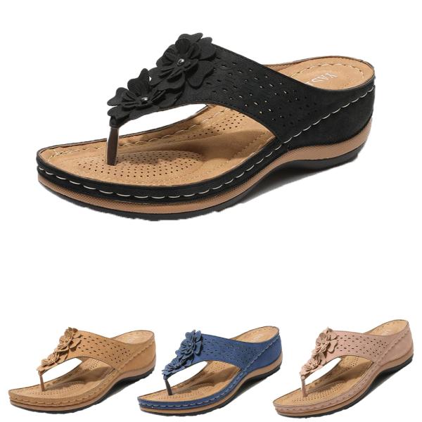 商品名: Libiyi 快適な矯正サンダル レディース アーチサポートフリップフロップ ヴィンテージ サンダリアス Ortopedicas para Mujer ソフトボトム マッサージ 整形外科用フリップフロップ, ブラック, 10 Li...