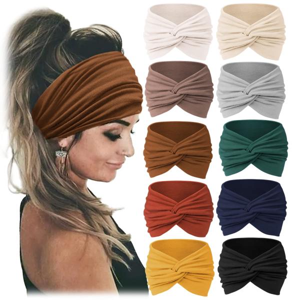 商品名: Jesries Wide Headbands for Women African Boho Large Turbans Black Elastic Knotted Head Wrap Lady Girl Leopard Big S...