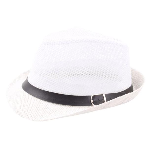 商品名:  Mesh Sun Hat for Men Women Fedoras Cowboy Race Day Panama Jazz Hats Summer Beach Short Brimmed Mesh Straw Fedora H...