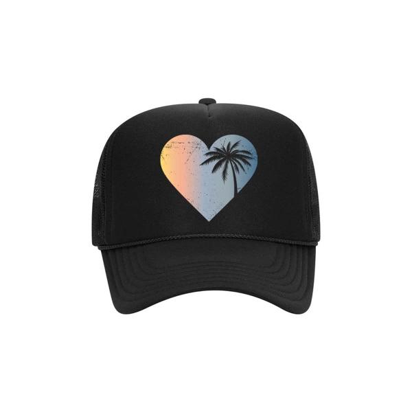 商品名:  Palm Tree Trucker Hat/Palm Heart/Adjustable Snapabck/Mesh Otto Cap/Beach Vacation Snapback (Black)ブランド: Generic商品サ...