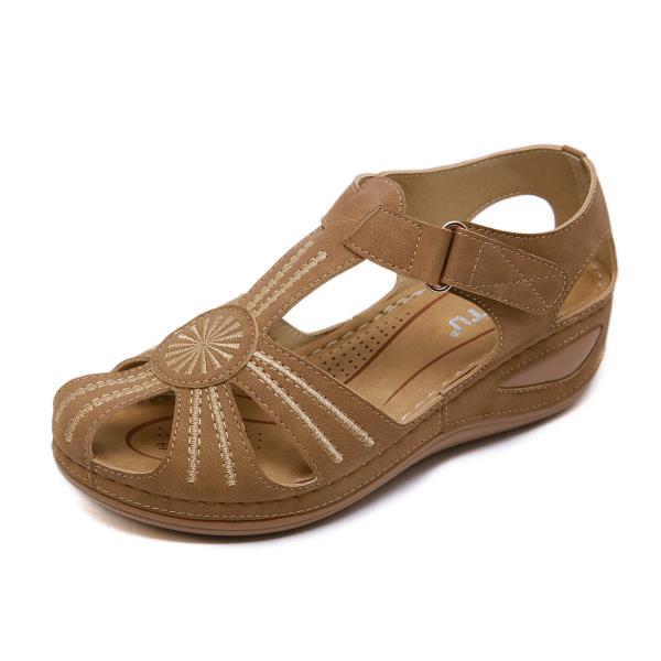 商品名:  EFTCAL Women's Wedge Closed Toe Roman Sandals with Arch Support,Adjustable Ankle Strap Fisherman Sandals,Cutout Fl...