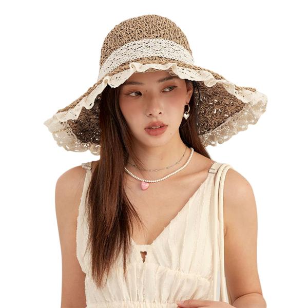 商品名:  Straw Wide Brim Hat Summer Beach Sun Hats Fold-Up Brim Packable UV 50+ Hat Women Girls Khakiブランド: Holiberty商品サイズ: ...
