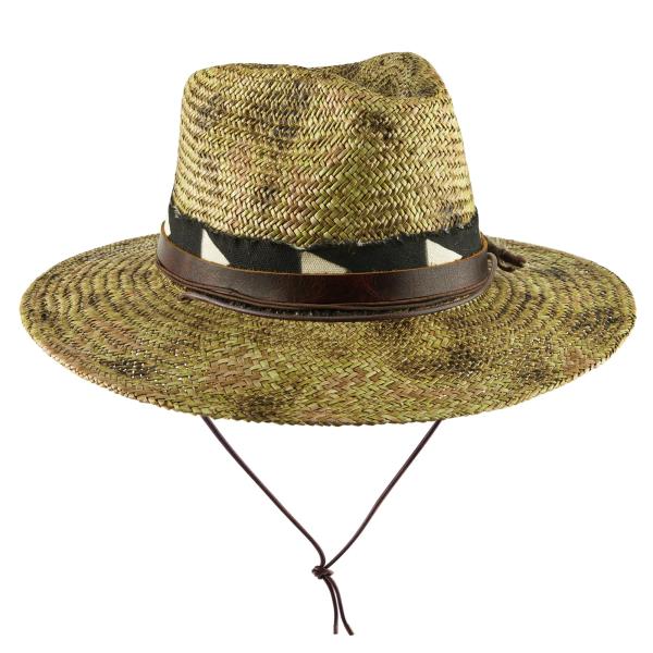 商品名:  Vintage Wide Brim Straw Fedora Hat with Feathers for Men Women Classic Rancher Panama Hats Beach Sun Hats Distress...