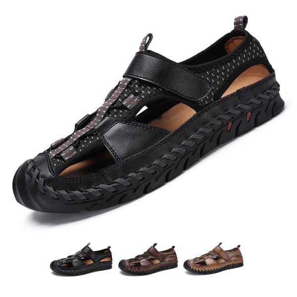 商品名:  Optigard Men'S Genuine Leather Hand Stitching Fisherman Sandals,Outdoor Casual Closed Toe Breathable Hiking Sandal...