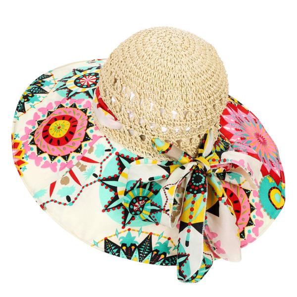 商品名:  Wide Brim Straw Sun Hat for Women Floppy Beach Hat Foldable Roll Up Summer Sun Protection Hat Bowknot Sun Hat UPF5...