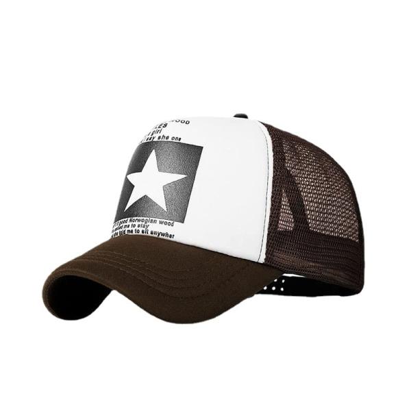 商品名:  Multi-Color Couple Baseball Cap Hip-Hop Hollow Hat Men's and Women's Five-Pointed Star Mesh Hat Sun Visor Hat (Whi...