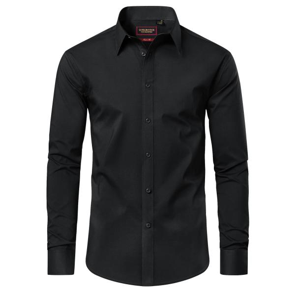 商品名:  Lion Nardo Mens Black Dress Shirt Black Button Up Shirt Men Black Shirts for Men Mens Black Dress Shirts Long Slee...