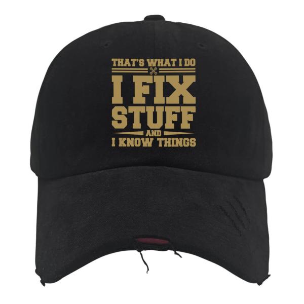 商品名:  Stuff Hat That's What I Do I Fix Stuff and I Know Things Baseball Cap, Graphic Dad Hat for Men Blackブランド: ACEMIRE商...