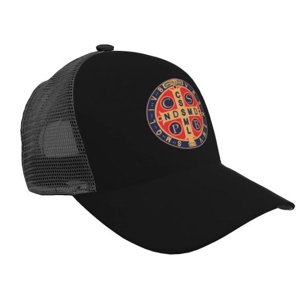 商品名:  St Benedict Medal Holy Cross Logo Trucker Hat - Mesh Baseball Snapback Cap for Men Or Women Outdoors Blackブランド: Ge...