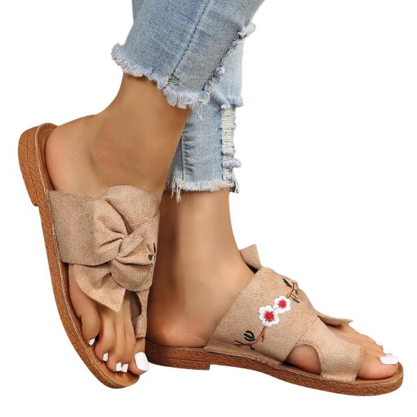 商品名:  Bowknot Toe Ring Flat Slides for Women Casual Sandals Beach Shoes Boho Slippers Summer Slippers (c-Khaki, 7.5)ブランド...