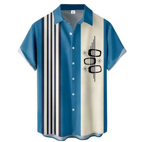 商品名:  Gwnnb Bowling Shirts for Men Geometric Print Short Sleeve Regular Fit Hawaiian Casual Button Down Beach Shirtsブランド...