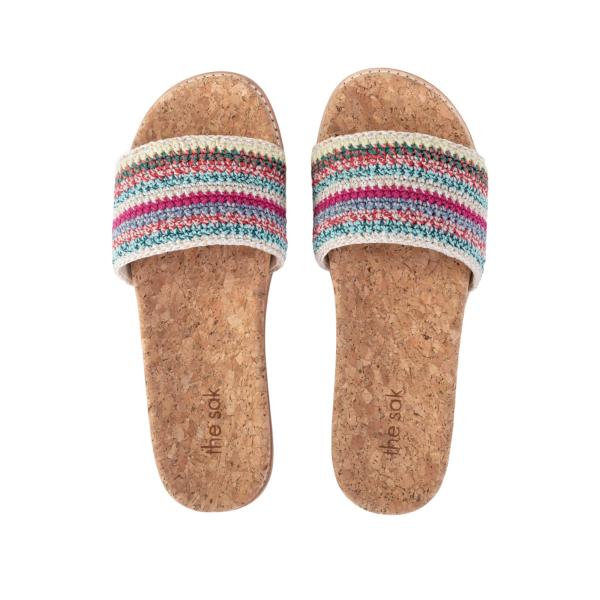 商品名: The Sak Mendocino スライドサンダル かぎ針編み スリップオンサンダル, エデンストライプ, 24 The Sak Mendocino Slide Sandal in Crochet, Slip On Sandal...