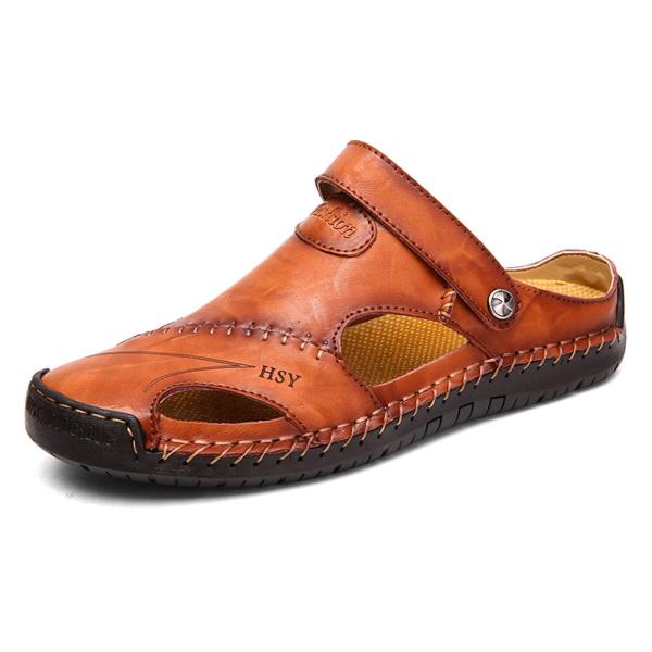 商品名:  LOONYX Men's sandals Men Leather Hollow Docker Shoes Athletic Sandals Slip-on Roman Casual Fisherman sandals for w...