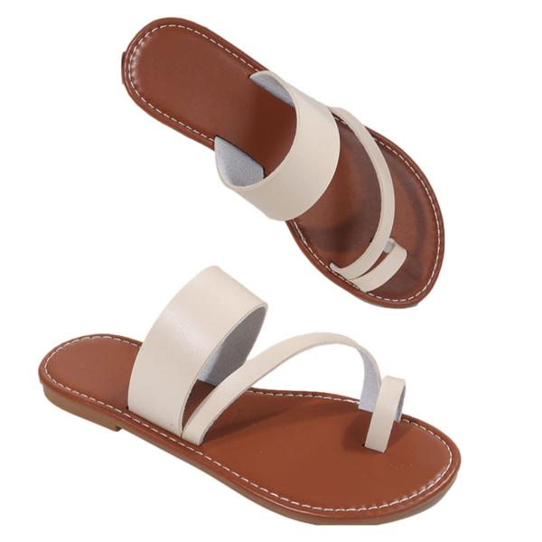 商品名:  Summer Womens Casual Flat Sandals Vintage Straps Toe Ring Clip Toe Slip on Slides Lightweight Outdoor Slippers Com...