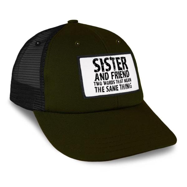 商品名:  Custom Patch Hat Trucker Baseball Cap Sister and Friend 2 Word Mean The Same Family &amp; Friends Sister 2 Word Co...
