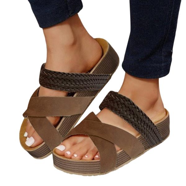 商品名:  Hbeylia Slides for Women,Women Summer Knitted Crisscross Strap Sandals Memory Foam Soft Sole Wedge Sandal Slippers...