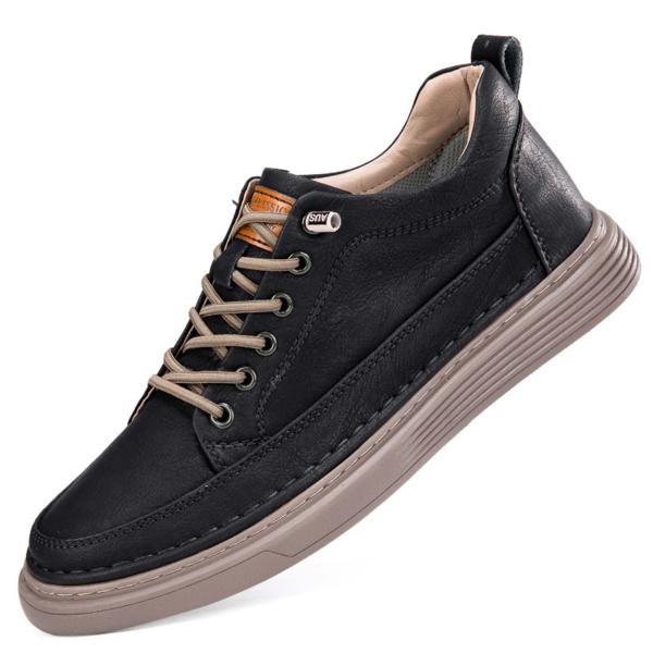 商品名:  CERYTHRINA Men's Leather Sneakers, 2.5 Inches Height Increasing Elevator Shoes, Black, Size 41 (US 8) for Wedding ...