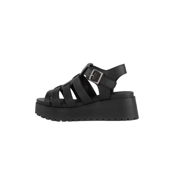 商品名: Soda Fisherman レディース プラットフォーム ストラップ サンダル, ブラック(Black Pu), 24 Soda Fisherman Women's Platform Strappy Sandals Pullou...