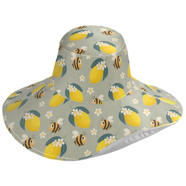 商品名:  Pfrewn Womens Summer Sun Hat Cute Funny Busy Bees and Lemons Outdoor UV Protection Wide Brim Foldable Beach Hat Qu...