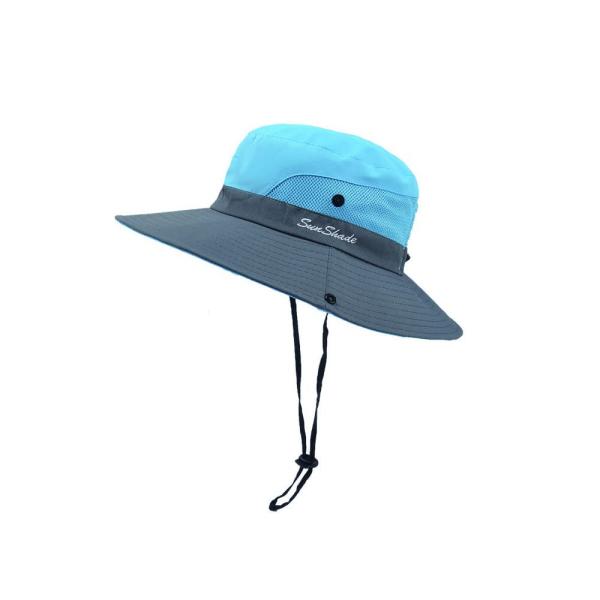 商品名:  Blue Women's Outdoor Sun Hat Ponytail Hole Fisherman Hat Sun Protection Sun Hat Breathable Mountaineering Hatブランド:...