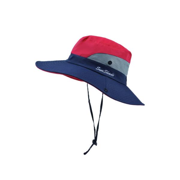 商品名:  Red Women's Outdoor Sun Hat Ponytail Hole Fisherman Hat Sun Protection Sun Hat Breathable Mountaineering Hatブランド: ...