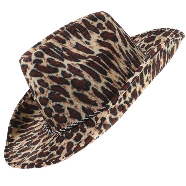 商品名:  Leopard Pattern Hat Womens Straw Hat Western Hat Wide Brim Summer Belt Cowgirl Hatsブランド: NUOBESTY商品サイズ: 37X27X13CM...