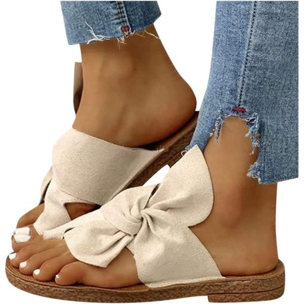 商品名:  MYPOWR Twist Knot Flat Toe Loop Sandals,Bowknot Toe Ring Flat Slides for Women,Summer Casual Beach Travel Sandal S...