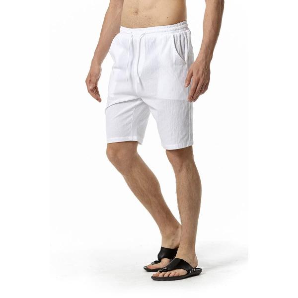 商品名:  EYNDYN Men’s Linen Shorts Casual Henley Beach Shorts Bohemian Renaissance Pirate Elastic Waist Shorts with Drawstr...