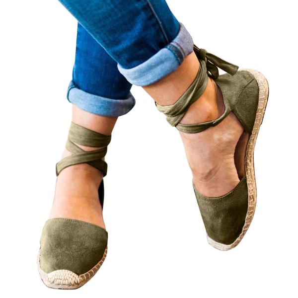 商品名:  Strappy Espadrilles Flat Sandals for Women Casual Closed Toe Lace Up Ankle Wrap Strap Summer Shoes Comfortable Non...