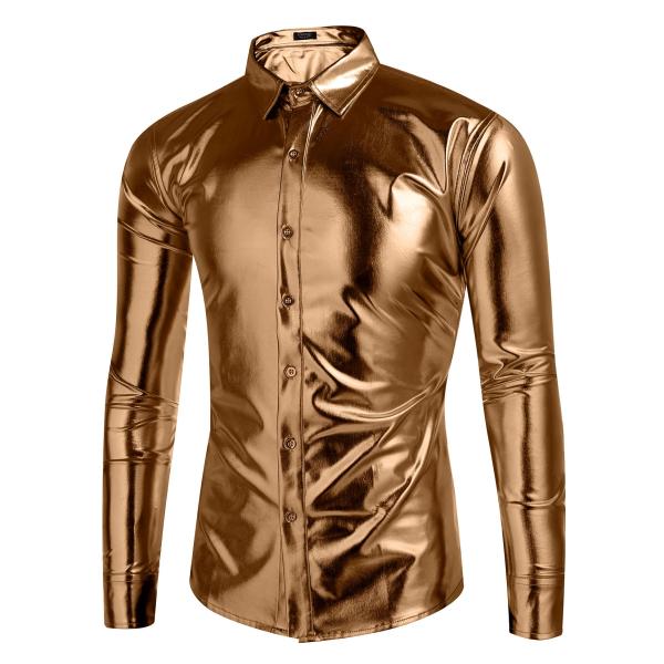 商品名:  COOFANDY Men Disco Shirts 70s Party Shirt Long Sleeve Button Up Shirt Light Tanブランド: COOFANDY商品サイズ: Medium高さ: 35.2...