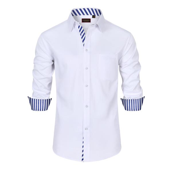 商品名:  Lion Nardo White Dress Shirts for Men Men's White Dress Shirt Long Sleeve White Button Down Shirt Party Button Up ...
