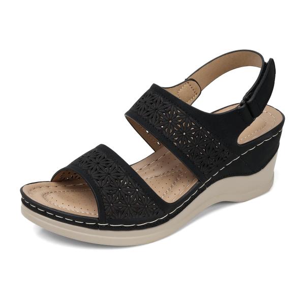 商品名:  SHIBEVER Womens Sandals Wedge Low: Comfortable Wedge Sandal Women - BlackSummer Dressy Casual Sandals - Open Toe H...