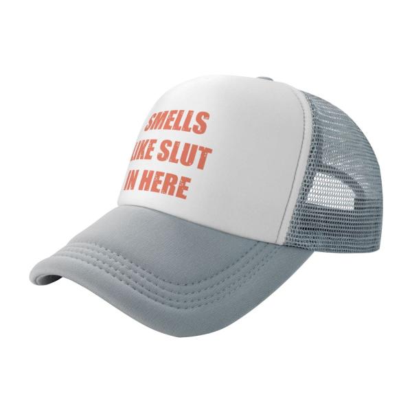 商品名:  Smells Like Slut in HERE Funny Baseball Cap Adjustable Trucker Hats Sports Hat Men Women Funny Gift Mesh Fishing C...