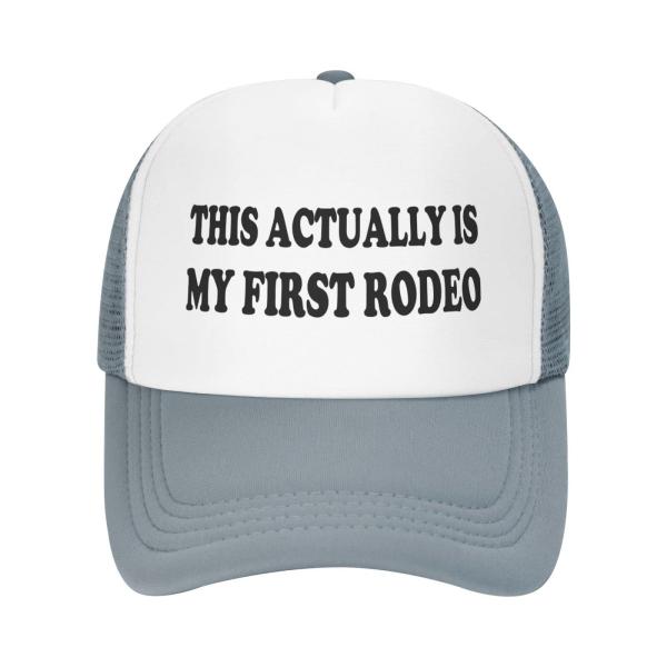 商品名:  This Actually is My First Rodeo Baseball Cap Trucker Hat for Men Women Adjustable Outdoor Mesh Snapback Hat Grayブラ...