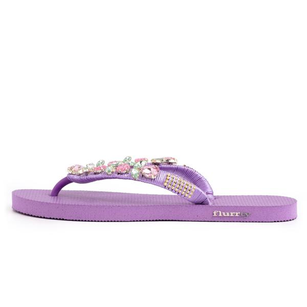 商品名:  Flurrty Women's Sandals Rhinestones Flip Flops Hand Made From Brazil Jeweled Sandals - 7 Size Lilac Summer Casual ...